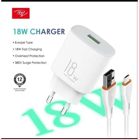 Jual Itel 18W Kepala Charger Kabel Micro Fast Charging ICW 182EM Travel Adapter White 2A