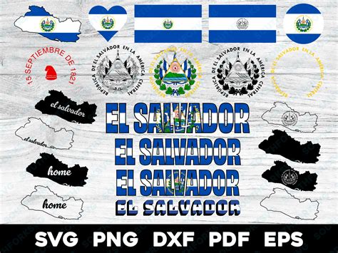 El Salvador Flag Design Bundle Svg Png Dxf Pdf Eps Vector Graphic