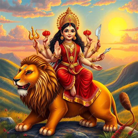 Goddess durga maa navaratri vibrant ai generated images | Premium AI-generated image