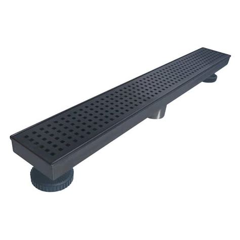 Reln 32 In Matte Black Linear Shower Drain With Square Pattern Drain