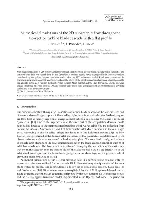Pdf Numerical Simulations Of The 2d Supersonic Flow Through The Tip