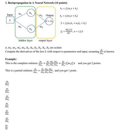 Solved Backpropagation In A Neural Network Chegg