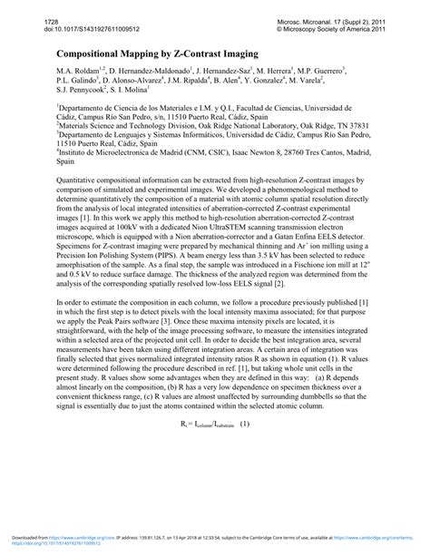 Pdf Compositional Mapping By Z Contrast Imaging