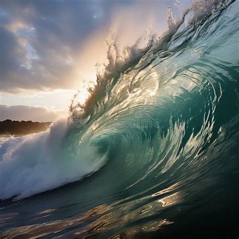 Big Wave In The Ocean Raging Sea Surfing Wave Landscape Of A Water Whirlpool Stock