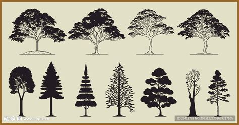 黑白树矢量设计图树木树叶生物世界设计图库昵图网