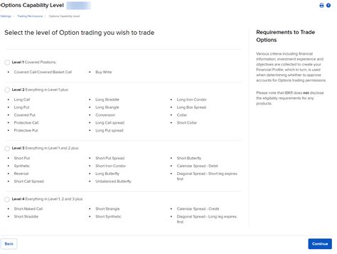 Options Level Trading Permissions