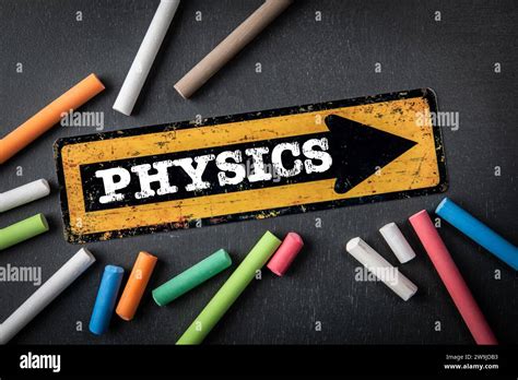 Physics Direction Arrow With Text On A Dark Chalkboard Background