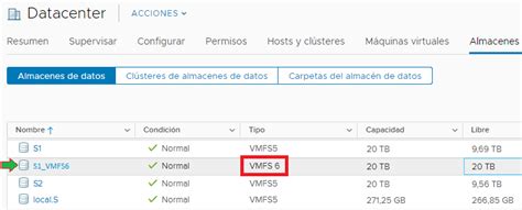 Pasar Datastores San Dell Emc De Vmfs5 A Vmfs6 Proyecto A