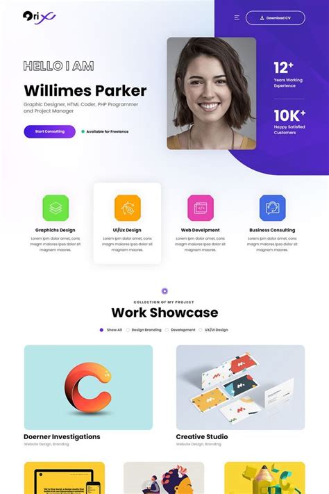 Orix Personal Cvresume And Portfolio Html Template Website Template Design Portfolio