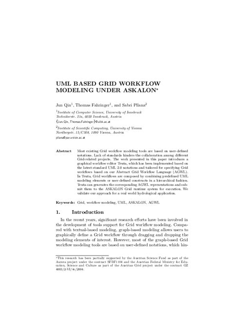 Pdf Uml Based Grid Workflow Modeling Under Askalon