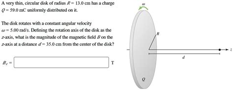 A Very Thin Circular Disk Of Radius R 130 Cm Has A Charge Q 590 Mc