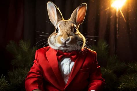 Rabit In Red Suit Stock Illustration Illustration Of Luck 315655378