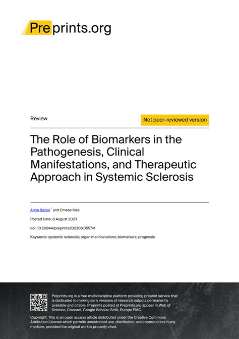 Pdf The Role Of Biomarkers In The Pathogenesis Clinical