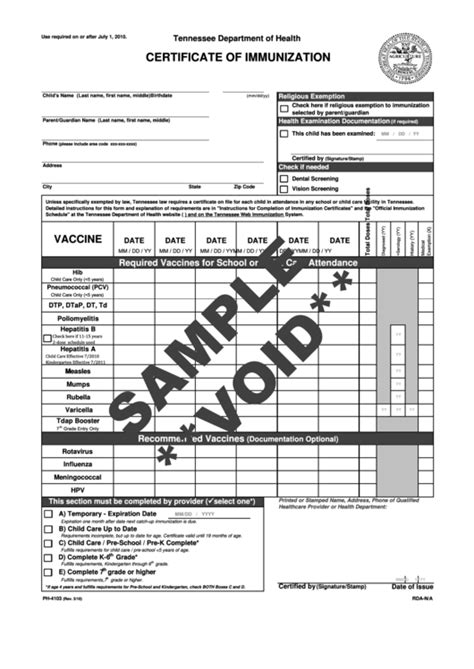 Certificate Of Immunization Tennessee Ncejomunicipaldechinu