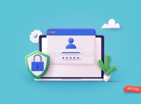 Account Login And Password Form On Computer 3d Vector Illustrations