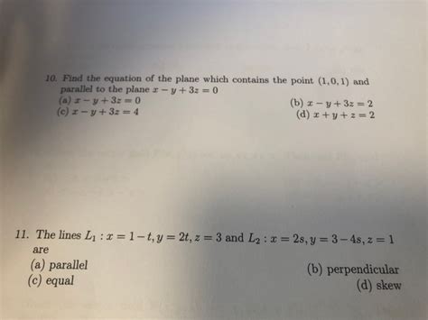 Solved Find The Equation Of The Plane Which Contains The Chegg