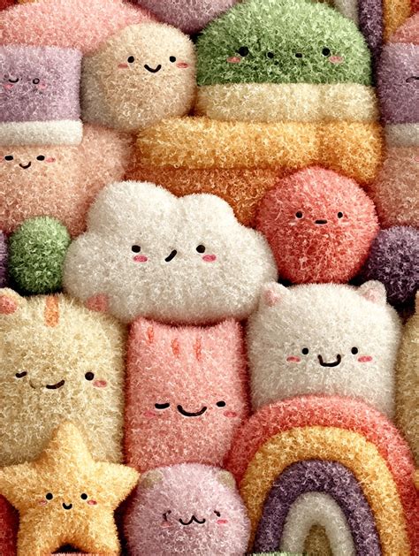 Kawaii Plush Patterns Soft Pastels And Whimsical Design • Promptden