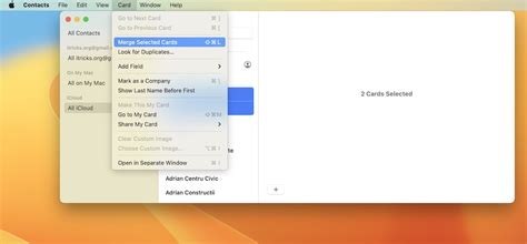 how to merge duplicate contacts on mac in macos ventura 2025