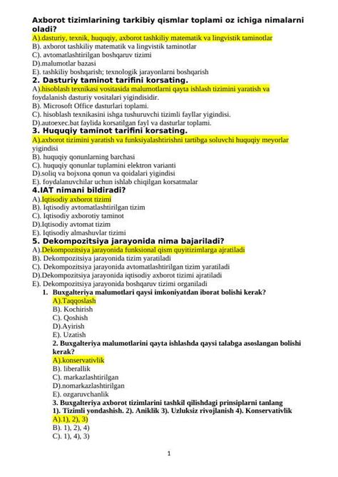 Informatika Test Javoblari Bilan