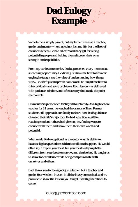 Father Eulogy Examples 100 Eulogy Examples Templates Examples And