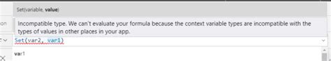 Incompatible Type And Variable Errors In Power Apps