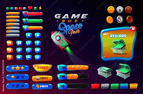 The Mega Space Pack Mobile Gui Ui Interface Kit For Space Theme Fantasy Games Buttons Icons