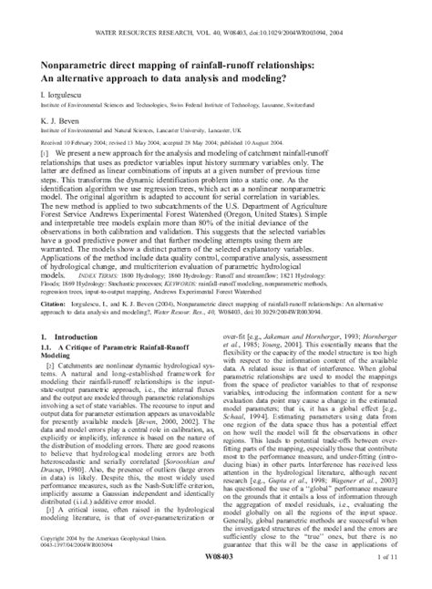 Pdf Nonparametric Direct Mapping Of Rainfall Runoff Relationships An