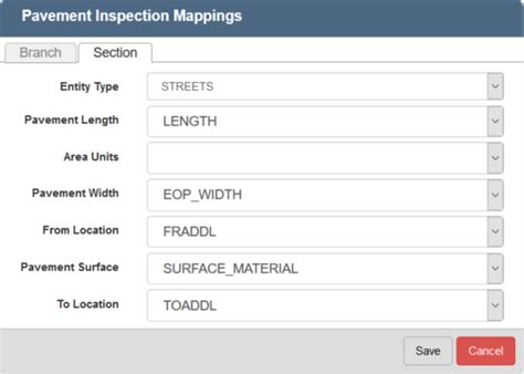 Configure Pavement Inspection Mappings