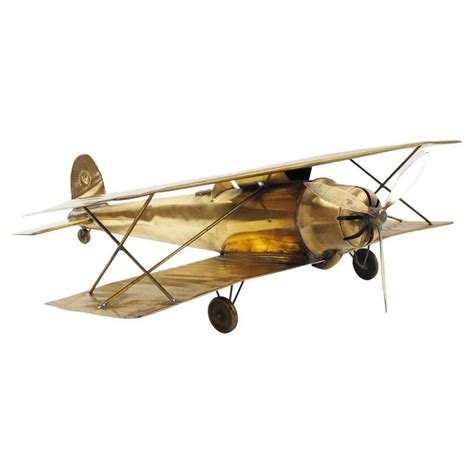 Large World War I Biplane Brass Airplane Model Aviation Collection At 1stdibs Collect Biplane