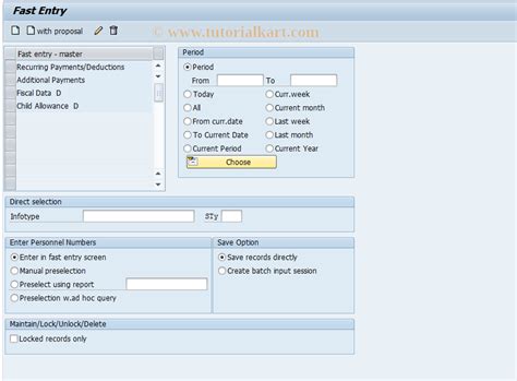 PA SAP Tcode Fast Entry