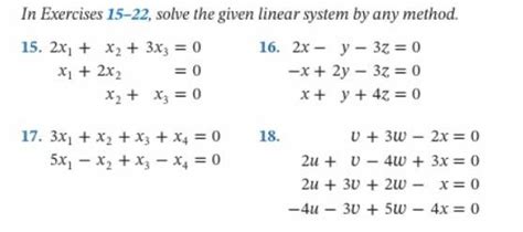 solved in exercises 15 22 solve the given linear system by