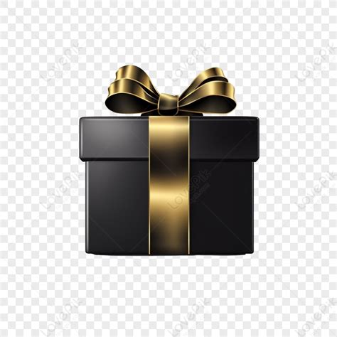 황금 리본이 달린 현실적인 3d 검정 선물 상자추상적인행복하다 Png 일러스트 무료 다운로드 Lovepik