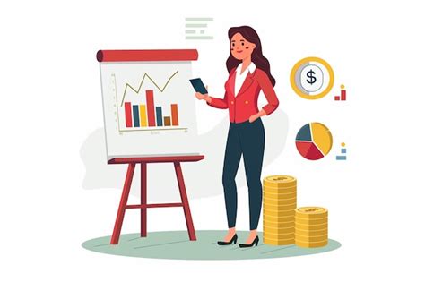Business Woman Presenting Data Illustration Premium Ai Generated Vector
