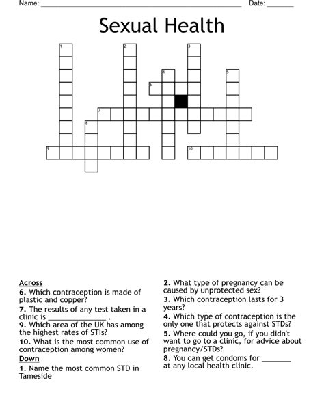 Sexual Health Crossword WordMint