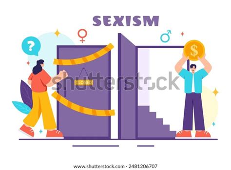 Sexism Vector Illustration Showing Gender Inequality Stock Vector