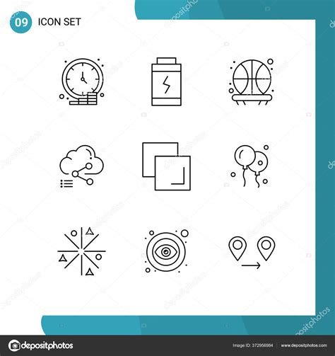 Thematic Vector Outlines Editable Symbols Duplicate Link Backboard Computing Cloud Stock Vector