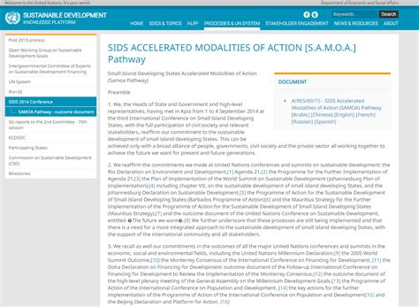 Small Island Developing States Accelerated Modalities Of Action Samoa Pathway Cpag Rih