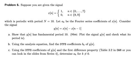 Solved Problem Suppose You Are Given The Signal A N Chegg