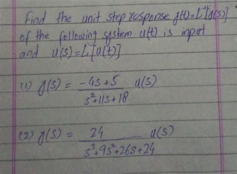 Solved Find The Unit Step Response Ftl 1δs ﻿of The