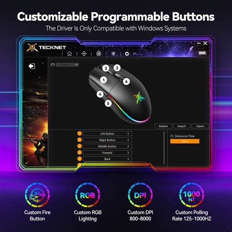 Tecknet Wireless Gaming Mouse With 8000 Dpi And 6 Programmable Buttons
