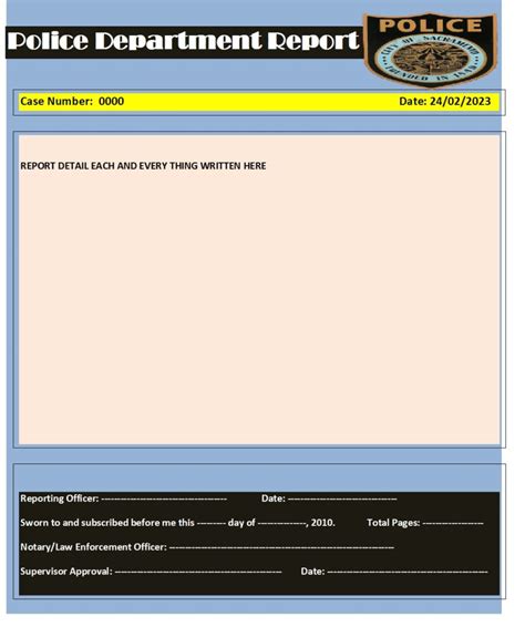 Top Police Report Templates Excel Word Template