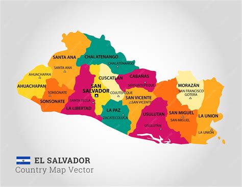 Mapa Detallado De La Ilustración Vectorial De El Salvador Vector Premium