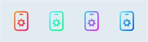 Cogwheel Line Icon In Gradient Colors Update System Signs Vector