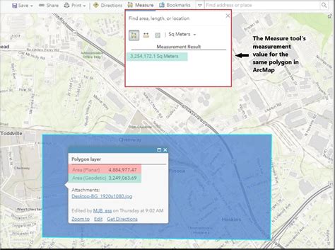 问题：arcmap 和 arcgis online 中的“测量”工具显示不同的测量值