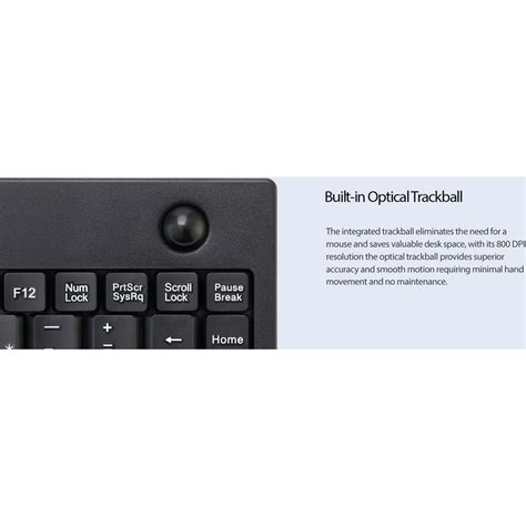 Adesso AKB 310UB Mini Trackball Keyboard USB 87 Keys Black Filo CleanTech