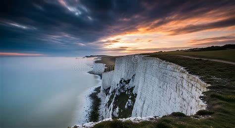 Dramatic Sunset Over White Cliffs Of Dover Stock Illustration