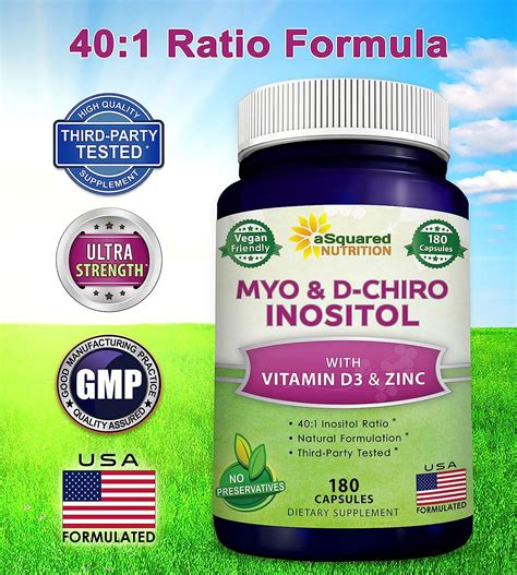 180 Capsules Myo Inositol And D Chiro Inositol Supplement With Vitamin D3