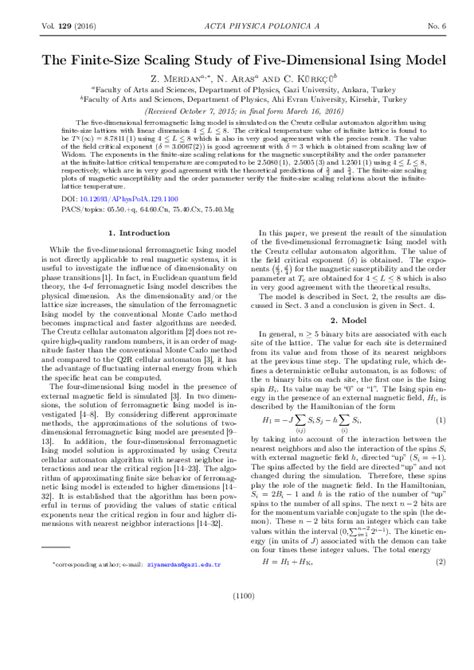 Pdf Finite Size Scaling In 5d Ising Model