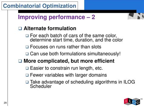 ppt discovering combinatorial optimization with the ilog optimization