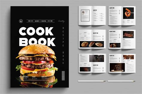 Cook Book Template Print Templates Ft Cookbook And Recipebook Envato Cookbook Cover Design